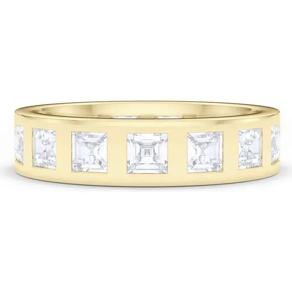 HAUTECARAT Asscher Cut Lab Created Diamond Band Ring - Yellow Gold