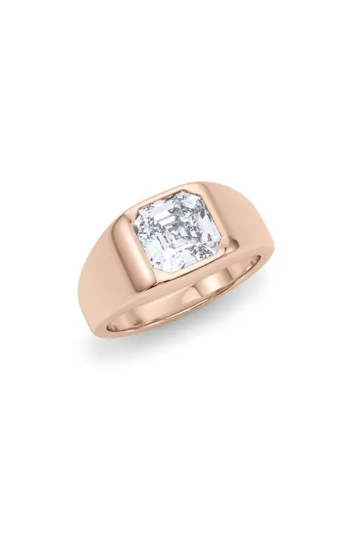 HAUTECARAT Asscher-cut Lab-created Diamond 18k Gold Signet Ring - 18k Rose Gold