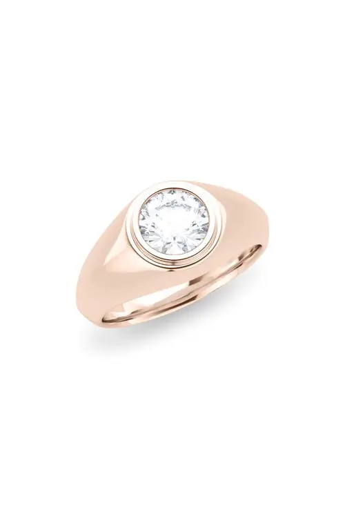HAUTECARAT Round Brilliant Lab Created Diamond Signet Ring - 18k Rose Gold