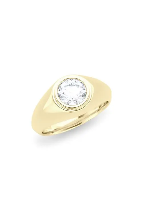 HAUTECARAT Round Brilliant Lab-created Diamond Signet Ring - 3.00 Ctw 18k Yellow Gold