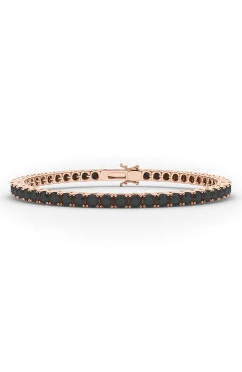 HAUTECARAT Lab Created Black Diamond Tennis Bracelet - 18k Rose Gold