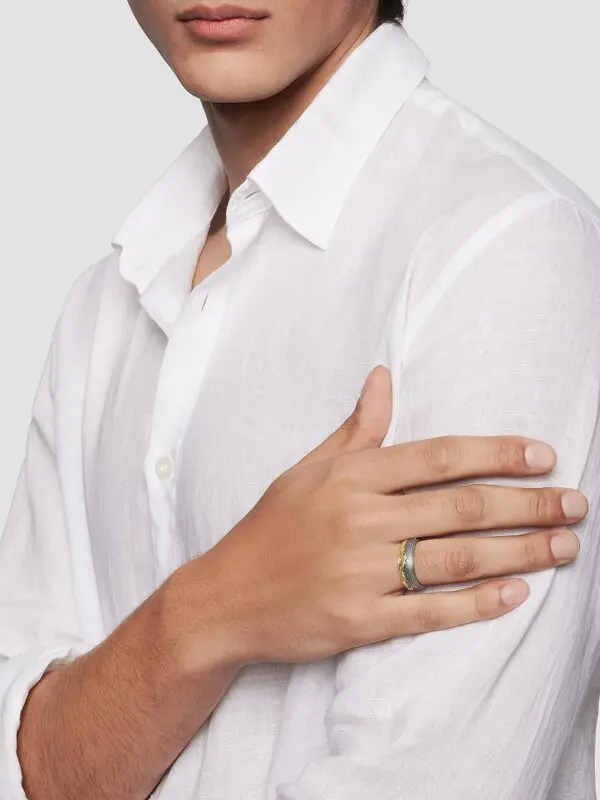 David Yurman Waves Band Ring With 18k And Sterling
