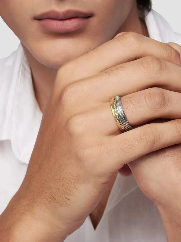 David Yurman Waves Band Ring With 18k And Sterling