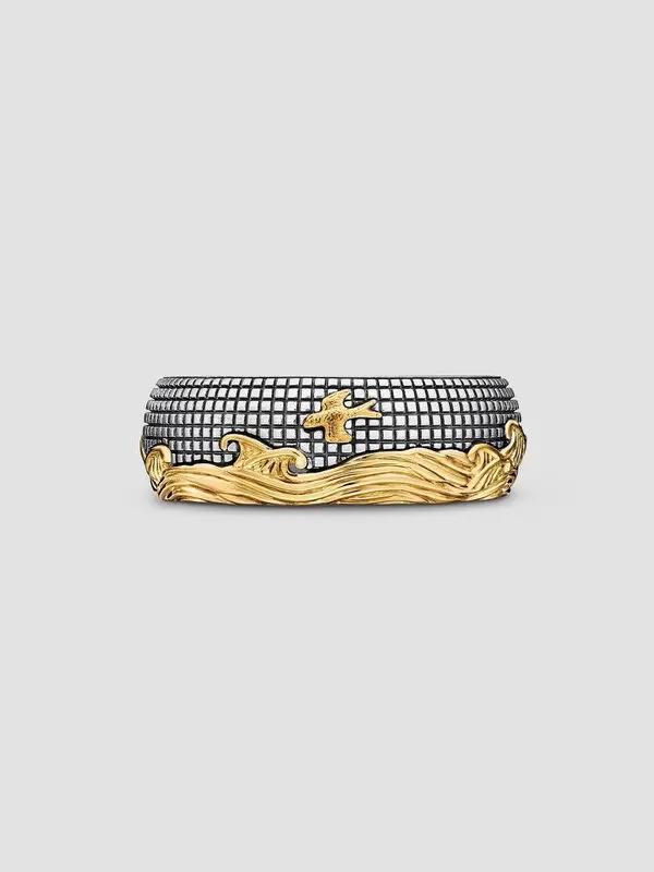 David Yurman Waves Band Ring With 18k And Sterling