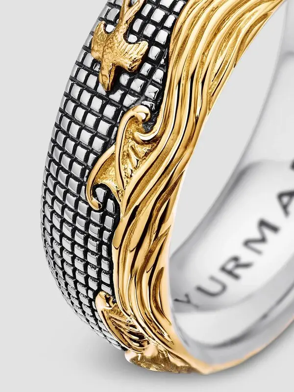 David Yurman Waves Band Ring With 18k And Sterling