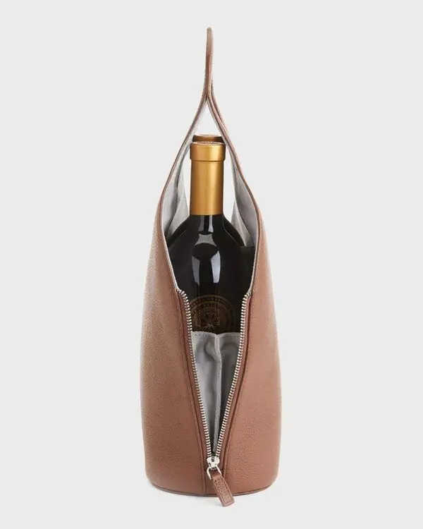 ROYCE NEW YORK Personalized Leather Double Wine Champagne Carrying Case - Tan