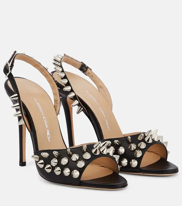 Alessandra Rich Embellished Leather Sandals