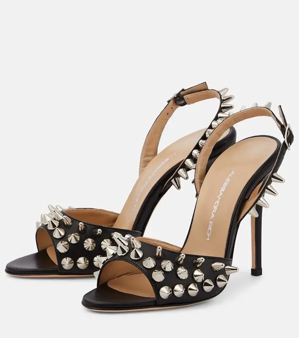 Alessandra Rich Embellished Leather Sandals