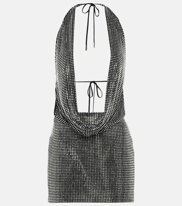 David Koma Cowl Neck Embellished Minidress