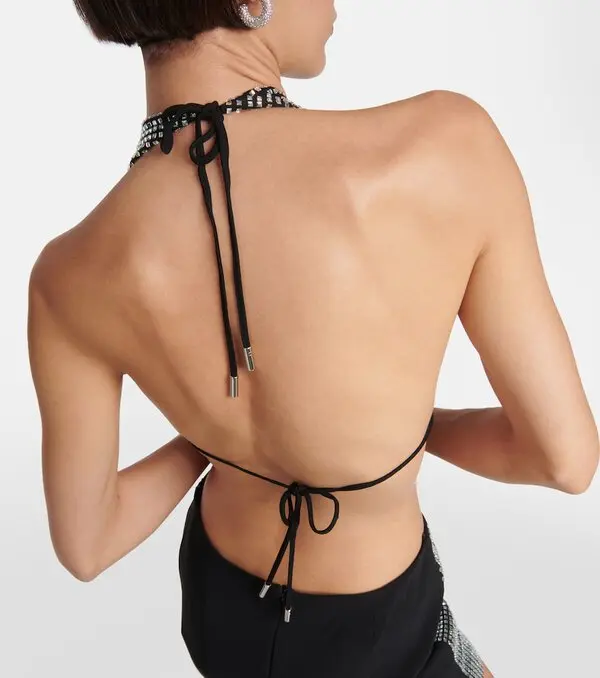 David Koma Cowl Neck Embellished Minidress