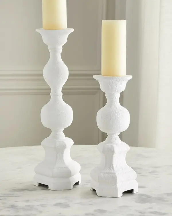 OLD WORLD DESIGN Harper Gesso Candleholders - White