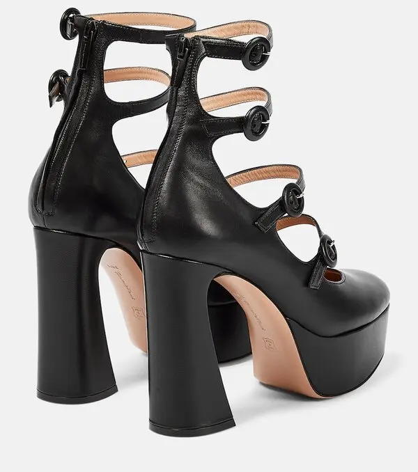 GIANVITO ROSSI Leather Mary Jane Platform Pumps