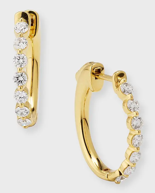 Neiman Marcus 18k Diamond Huggie Earrings - Yellow Gold