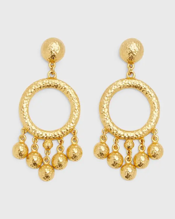 BEN-AMUN Hammered Hoop Drop Earrings - Gold