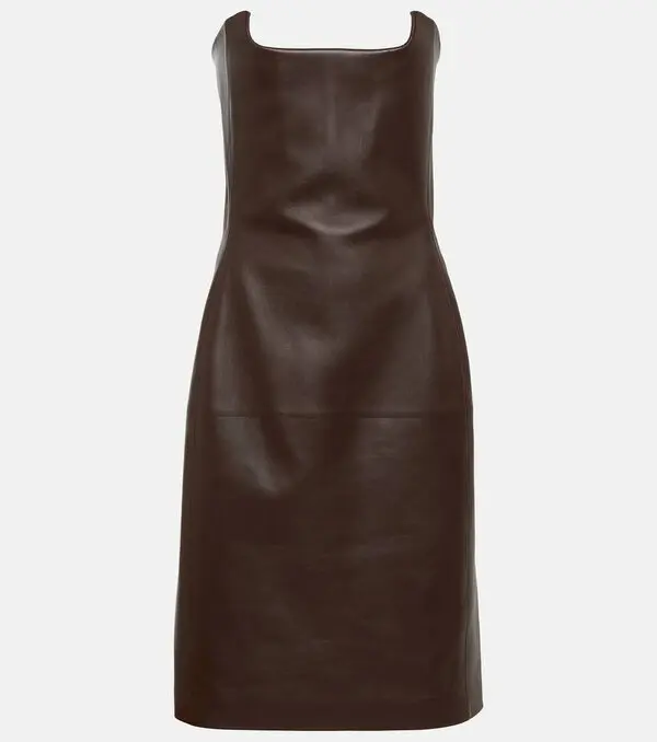 Bottega Veneta Bustier Leather Midi Dress