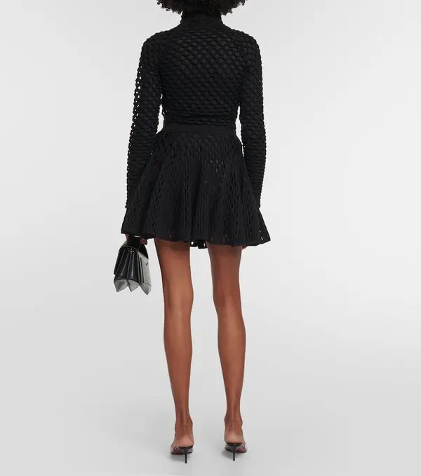 Alaïa High-rise Open-knit Miniskirt