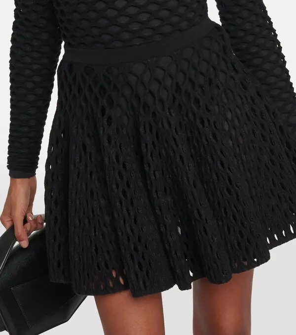 Alaïa High-rise Open-knit Miniskirt