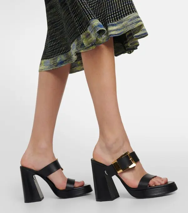 Proenza Schouler Buckle Slide Leather Platform Mules