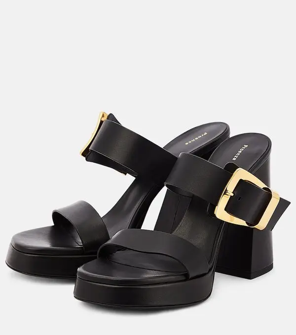 Proenza Schouler Buckle Slide Leather Platform Mules