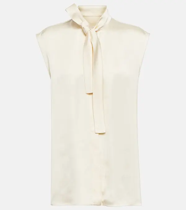 JIL SANDER Satin Sleeveless Blouse - Beige