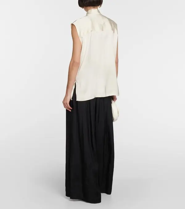 JIL SANDER Satin Sleeveless Blouse - Beige