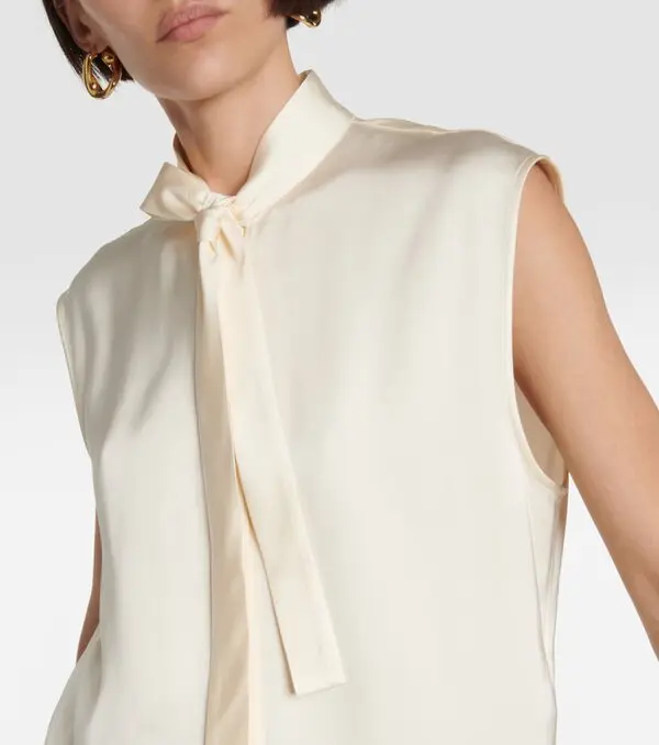 JIL SANDER Satin Sleeveless Blouse - Beige