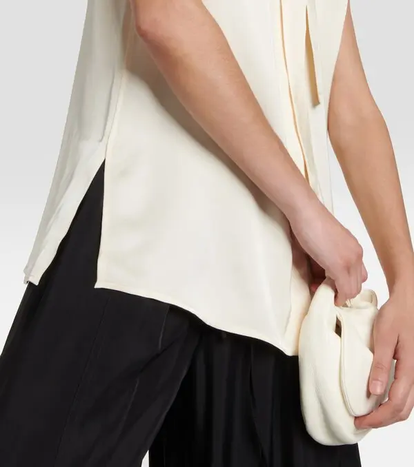 JIL SANDER Satin Sleeveless Blouse - Beige