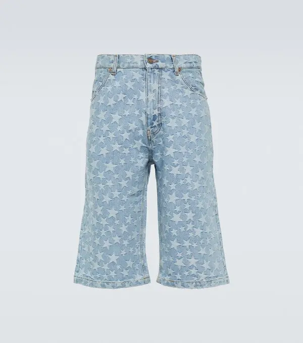 ERL Jacquard Cotton Denim Shorts - Blue