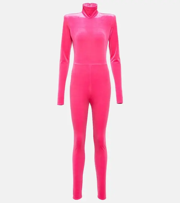 Alexandre Vauthier Turtleneck Velvet Jumpsuit - Pink