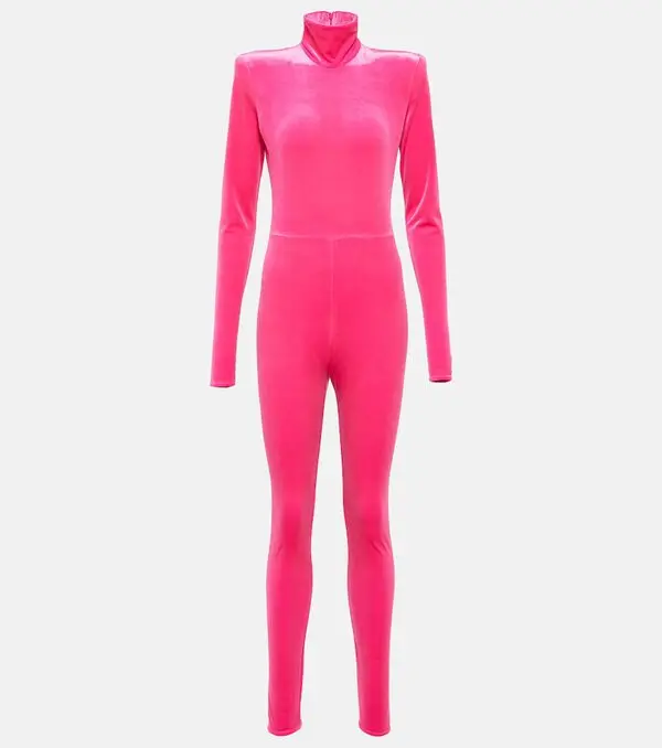 Alexandre Vauthier Turtleneck Velvet Jumpsuit - Pink