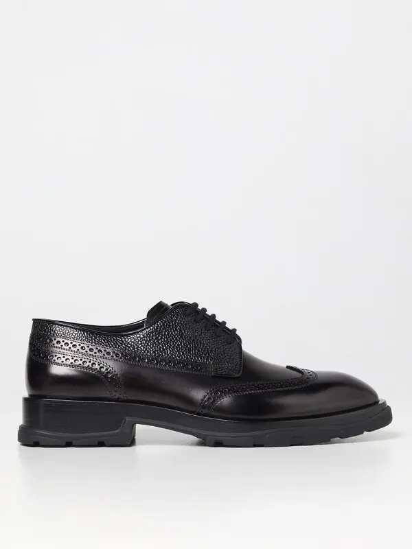 Alexander McQueen Leather Derby Shoes With Brogue Detailing