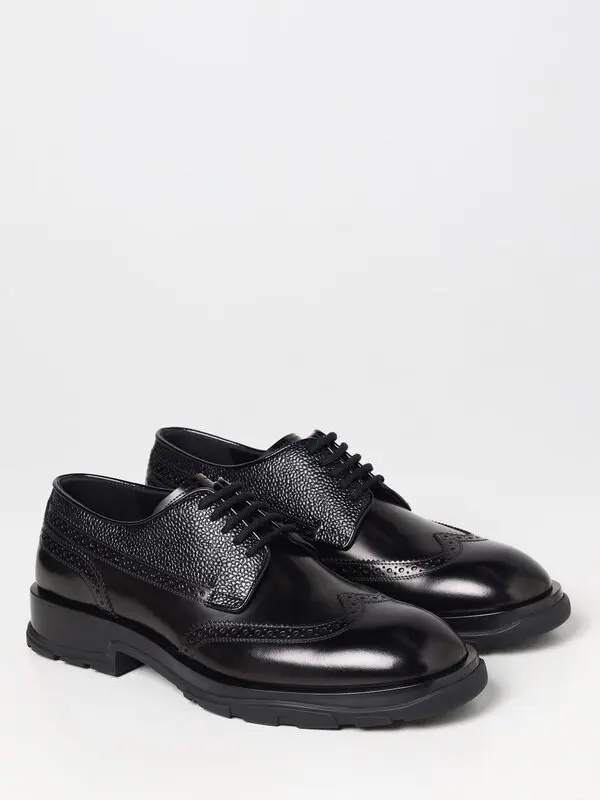 Alexander McQueen Leather Derby Shoes With Brogue Detailing