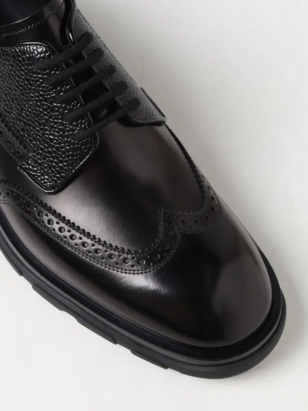 Alexander McQueen Leather Derby Shoes With Brogue Detailing