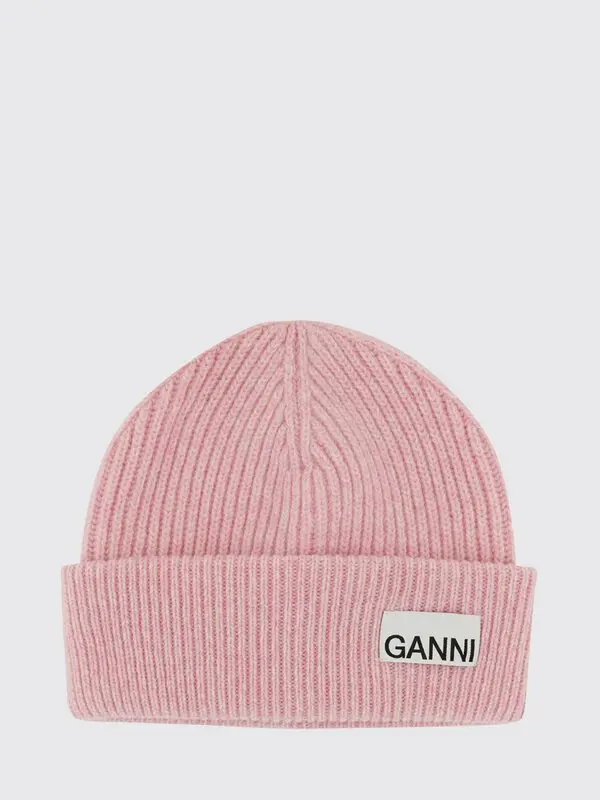 GANNI Ribbed Beanie - Pink