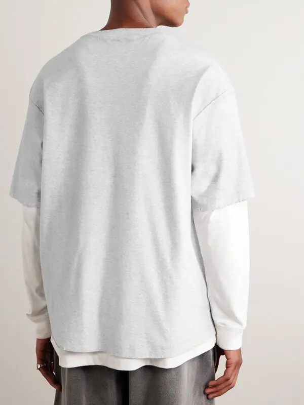 Acne Studios Exford Distressed Logo-print Organic Cotton-jersey T-shirt - Gray