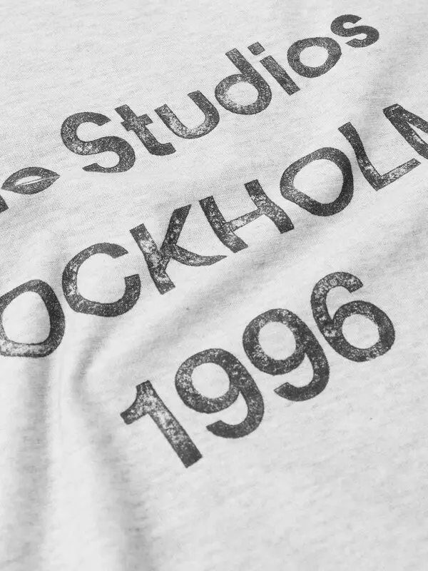 Acne Studios Exford Distressed Logo-print Organic Cotton-jersey T-shirt - Gray