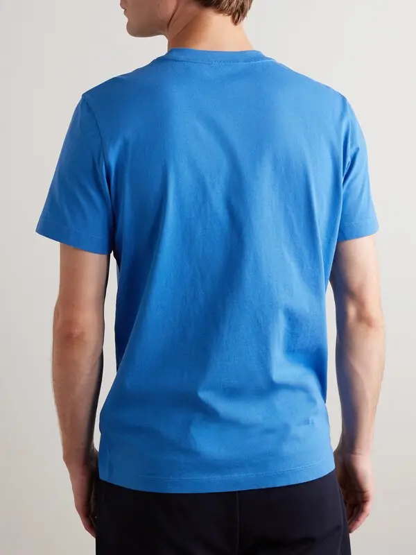Moncler Slim-fit Logo-flocked Cotton-jersey T-shirt - Blue