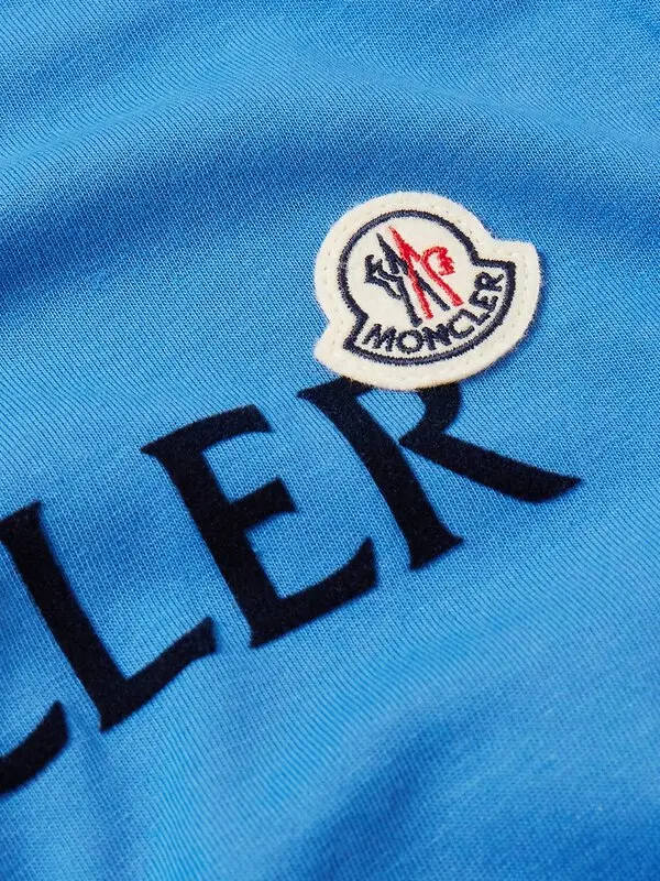 Moncler Slim-fit Logo-flocked Cotton-jersey T-shirt - Blue