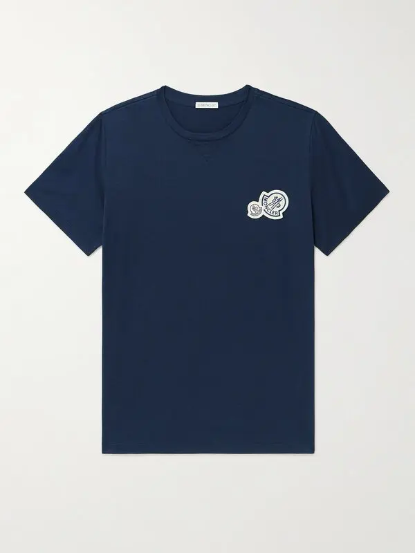 Moncler Logo-appliquéd Cotton-jersey T-shirt - Blue