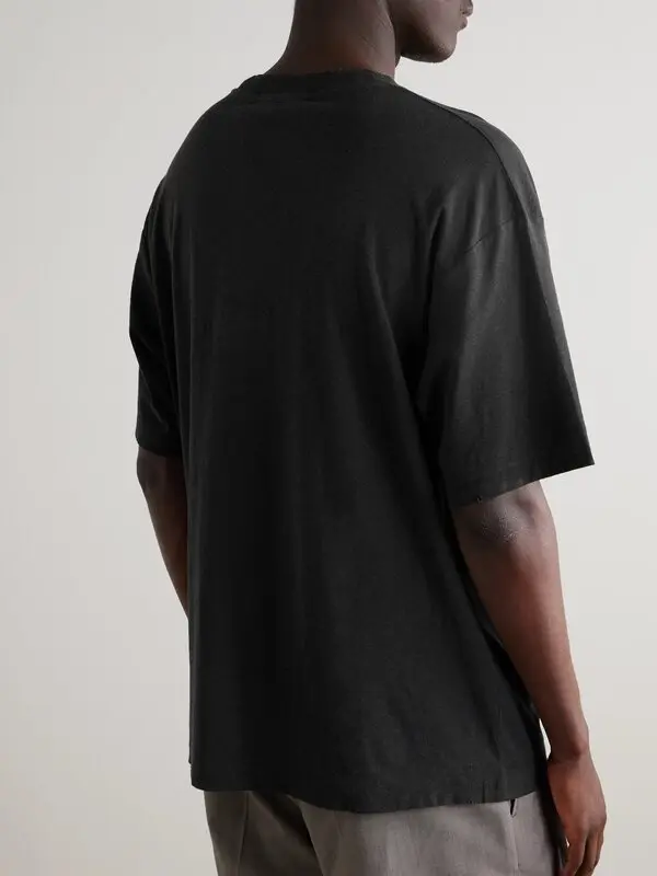 Acne Studios Exford Distressed Logo-print Cotton-jersey T-shirt - Black
