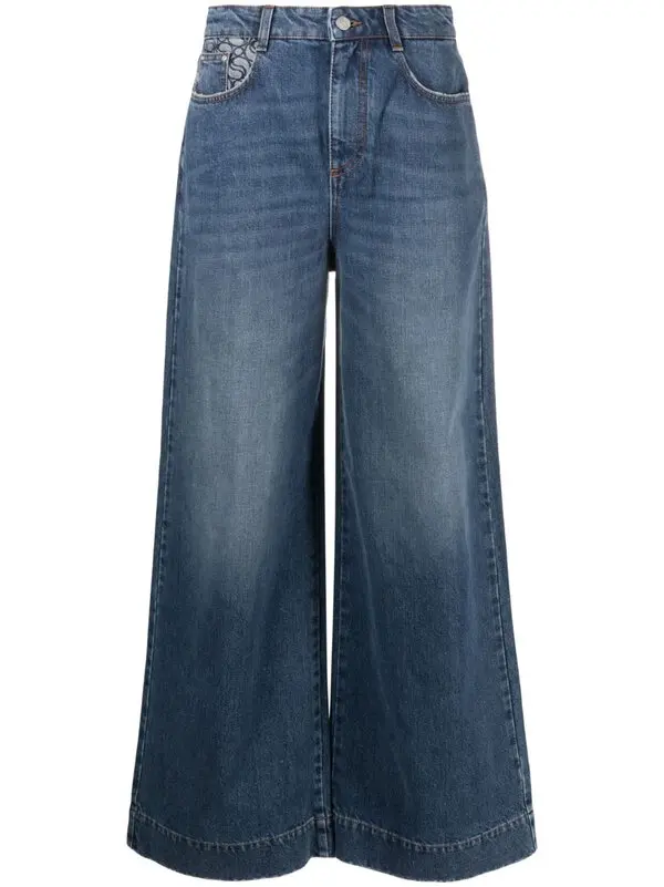 Stella McCartney Logo-print Wide-leg Jeans - Blue
