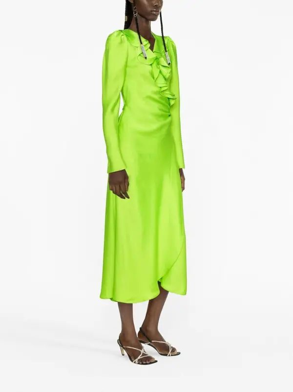 Philosophy Di Lorenzo Serafini Ruffled V-neck Long Sleeve Midi Dress