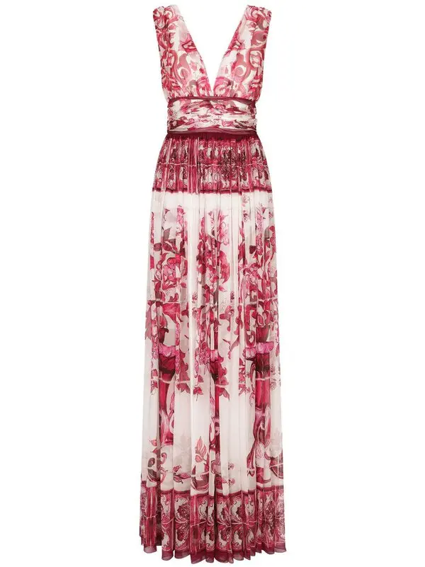 Dolce & Gabbana Majolica-print Maxi Dress - Red