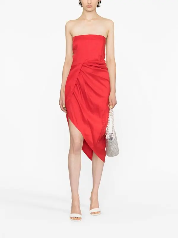 Gauge81 Strapless Draped Midi Dress