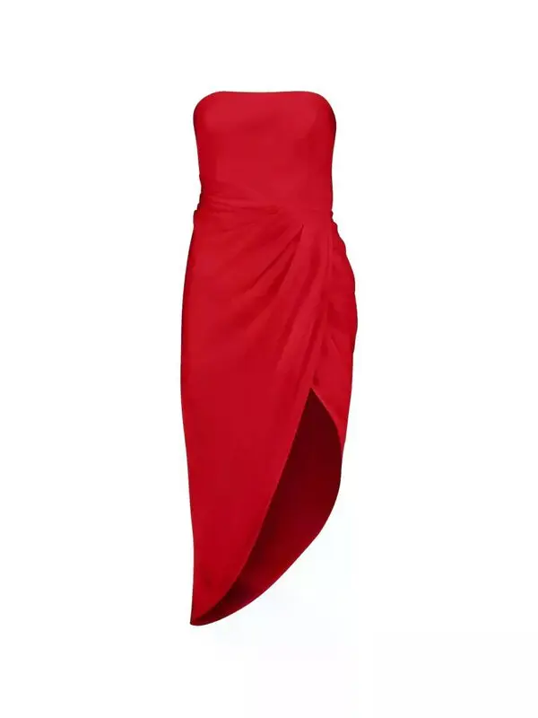 Gauge81 Strapless Draped Midi Dress - Red