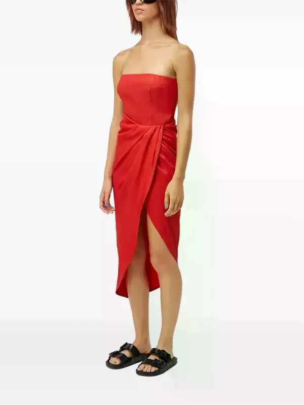 Gauge81 Strapless Draped Midi Dress