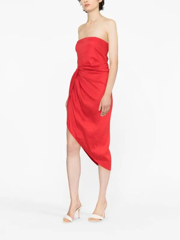 Gauge81 Strapless Draped Midi Dress