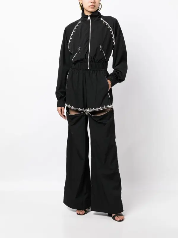 AREA Crystal-embellished Zip-up Jacket - Black