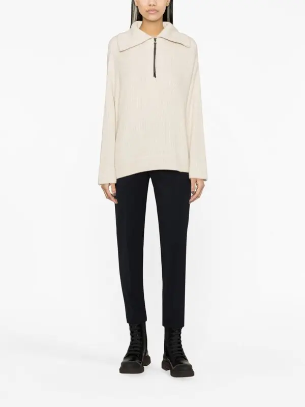 Brunello Cucinelli Pointed-flat Collar Long-sleeve Jumper - Neutrals