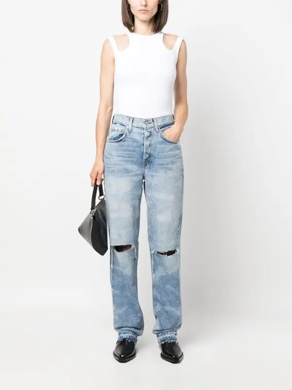 Cotton Citizen Kate Straight-leg Ripped Jeans - Blue